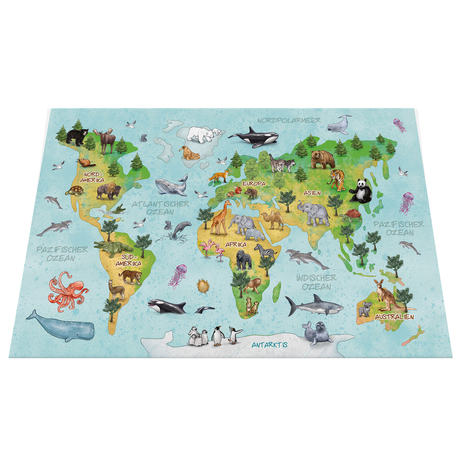 Desk pad 550 x 350 mm World map