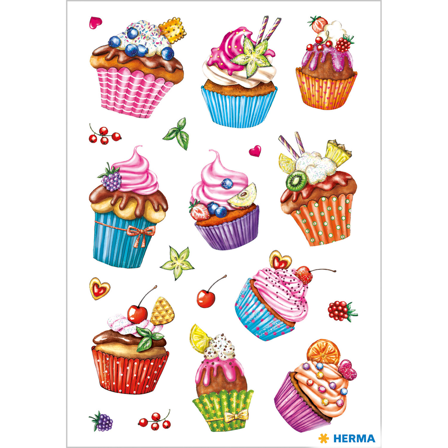 Stickers cupcakes, foil glittery