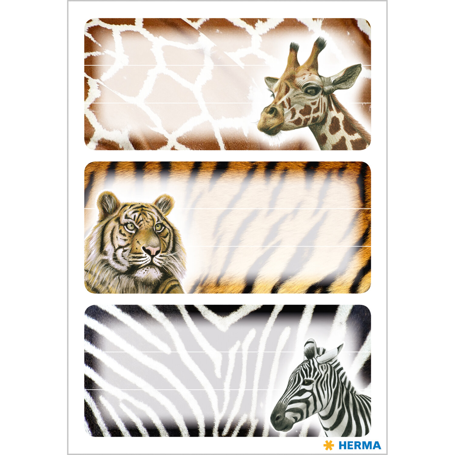 Book labels 76x35 mm african animals 3 sheets 5877