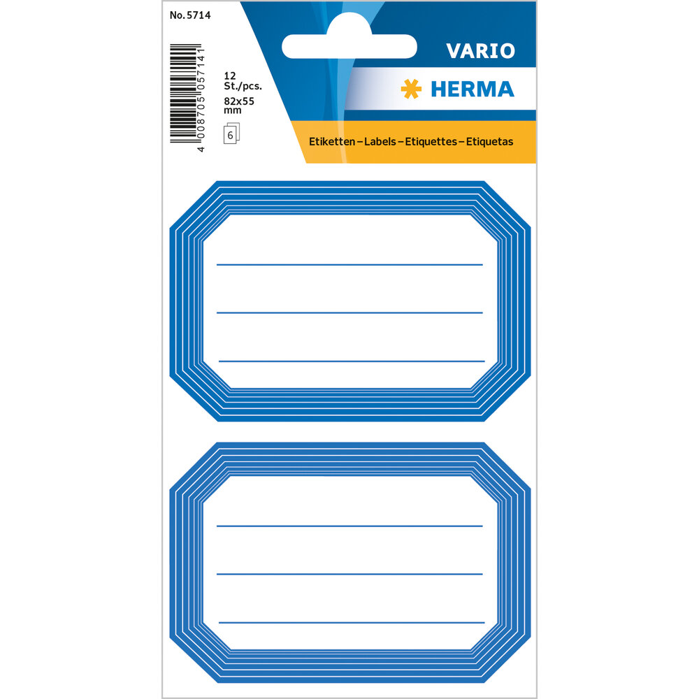 Book labels "blue frame lined", small pack-5714